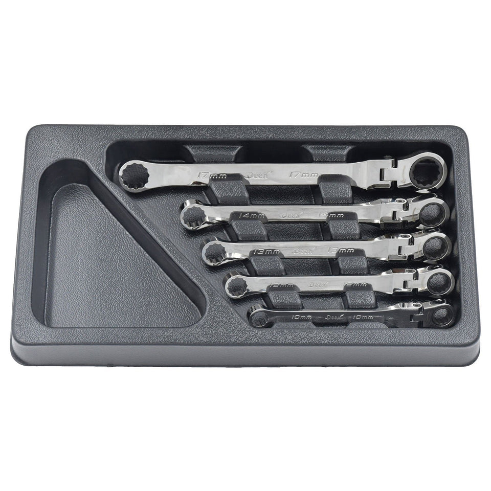 Deen Double Box End Ratcheting Wrench Set Flex Head Wrench 5 Pieces – Daitool
